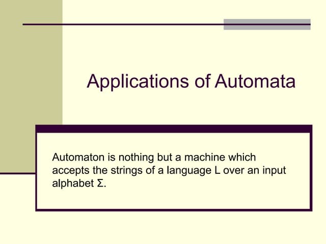 Formal Language And Applications Of Automata Theory Ppt