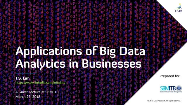 Applications Of Big Data Analytics In Businesses Ppsx Databases Computer Software And