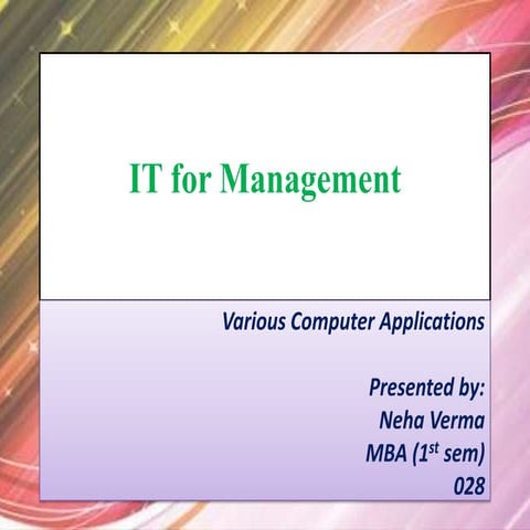 Applications of computer itm | PPTX