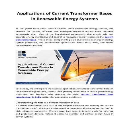 Applications of Current Transformer Bases in Renewable Energy Systems | PDF