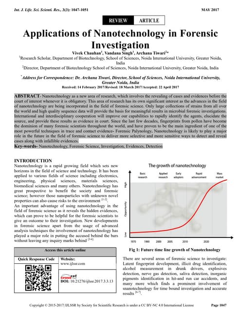 Forensic nanotechnology | PPTX | Chemistry | Science