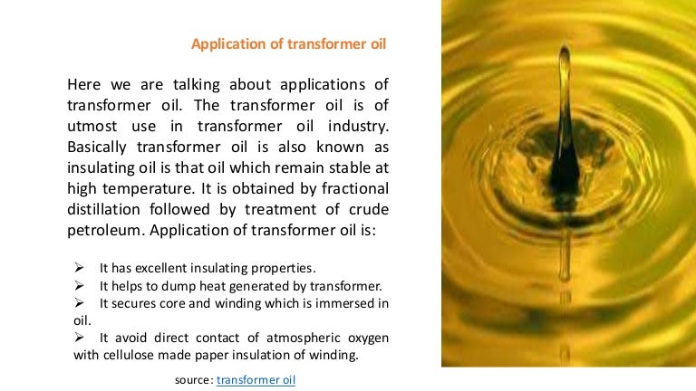 Applications of transformer oil