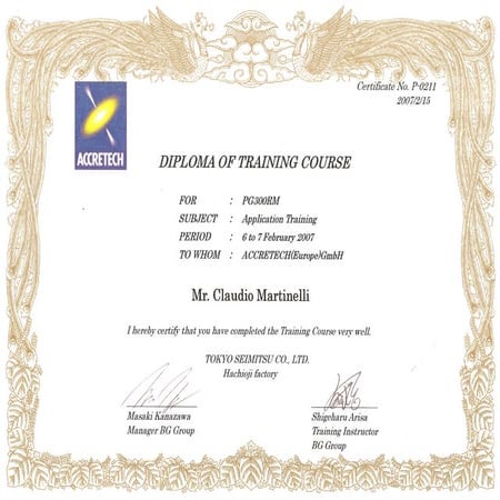 Application Training Certificate Accretech | PDF