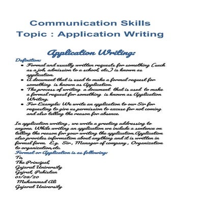 Application writing and its format | PDF