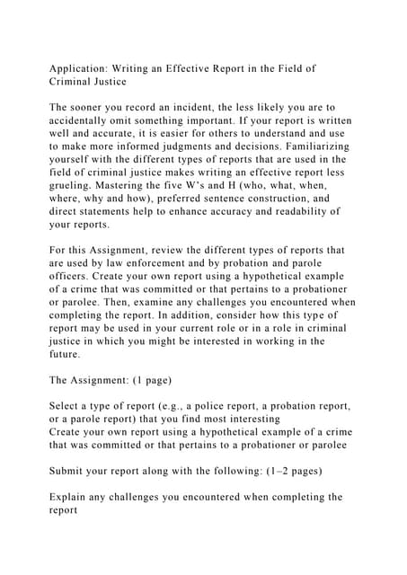 Criminal Justice 1: What is a Professional Report? | PPT