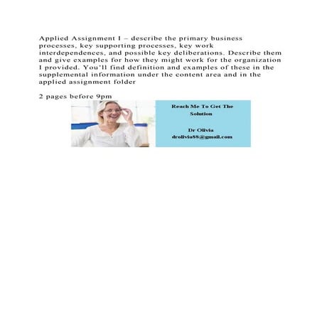 Applied Assignment I – describe the primary business processes, key .docx