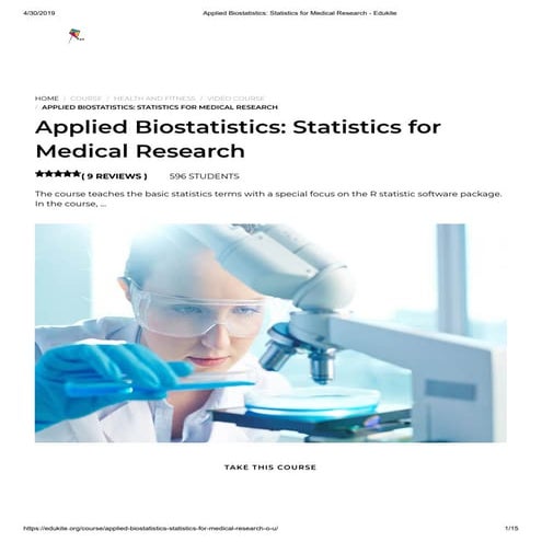 Applied Biostatistics_ Statistics for Medical Research - Edukite | PDF