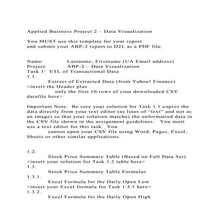 Applied Business Project 2 – Data VisualizationYou MUST use th.docx