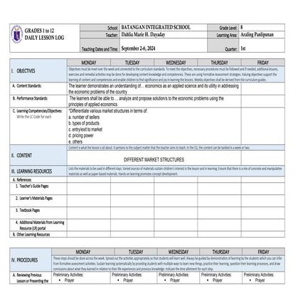 Applied Econ Week 5 Q1, Different Market Structures.docx