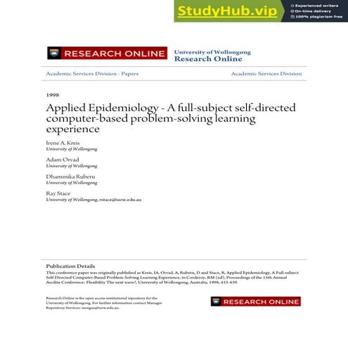 Applied Epidemiology A Full Subject Self Directed Computer Based Problem Solving Learning 6758