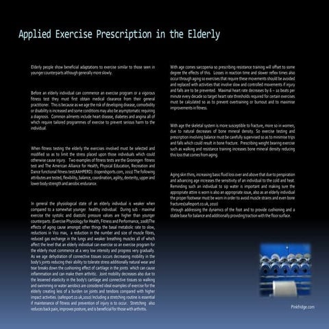 Applied exercise prescription in the elderly | PPTX