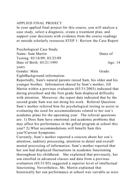 Sample psych reports format | PDF