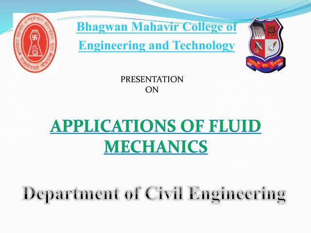 Applications Of Fluid Mechanics In Different Engineering Fields | PDF