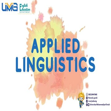 Applied Linguistics in English Teaching and Learning | PPT