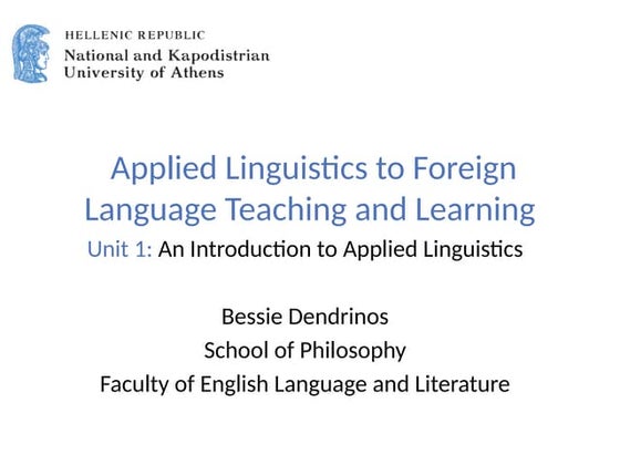 Applied linguistics: overview | PPTX | Education