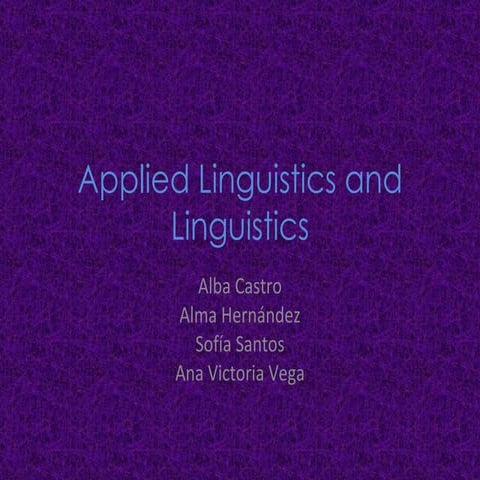 Applied linguistics and linguistics | PPT