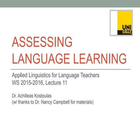 Applied linguistics: Assessment for language teachers | PPT