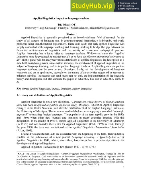 Applied linguistics 2 lesson plan | PDF