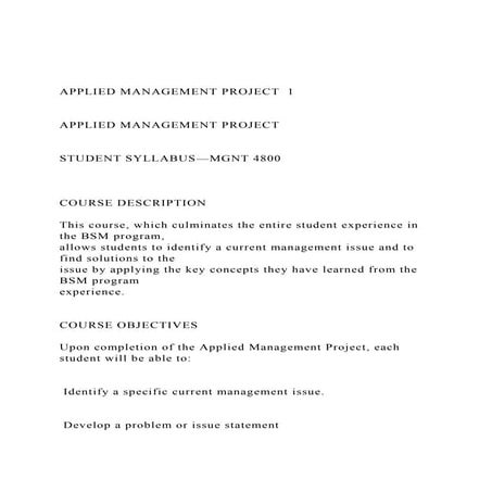 Applied Management Project 1 Applied Management Projectdocx