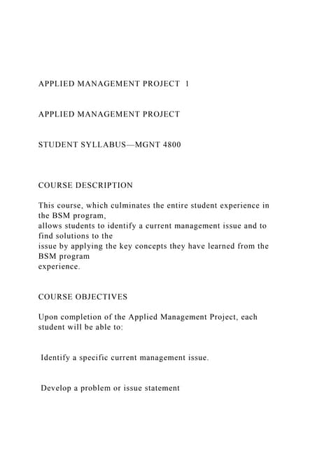 Applied Management Project 1 Applied Management Projectdocx