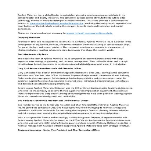 The Role of Executives in Shaping Applied Materials' Financial Strategy ...