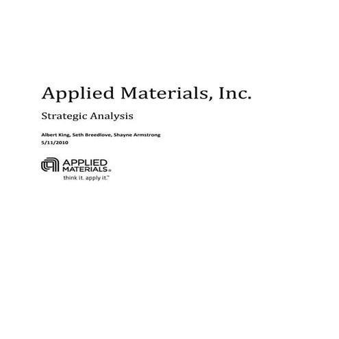 Applied Materials Strategic Analysis Pdf | PDF