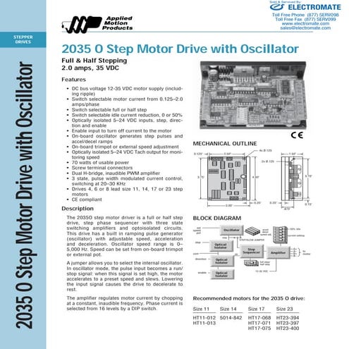 Applied motion products 2035 o datasheet | PDF