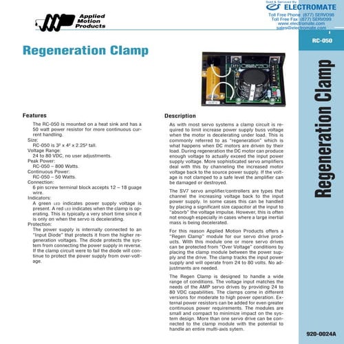 Applied motion products regen clamp | PDF