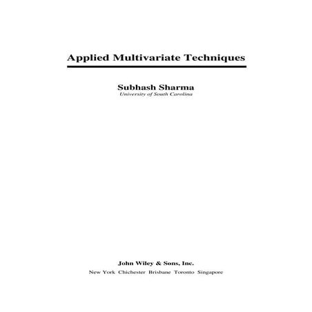 Applied Multivariate Techniques Pdf