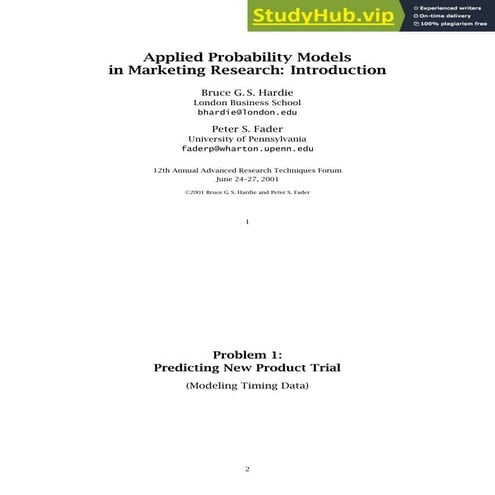 Applied Probability Models In Marketing Research | PDF