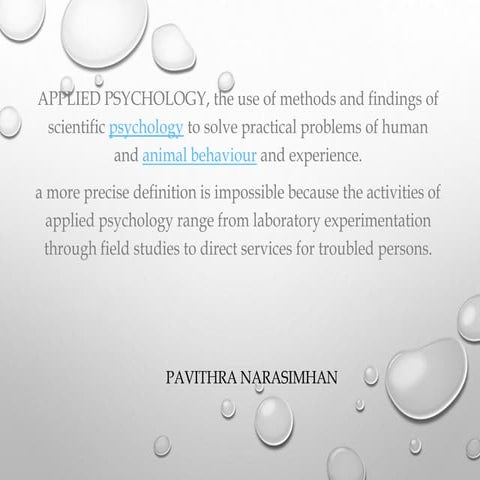 Applied Psychology - Fields /Scope | PPTX