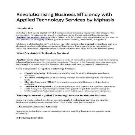 Revolutionising Business Efficiency with Applied Technology Services by ...