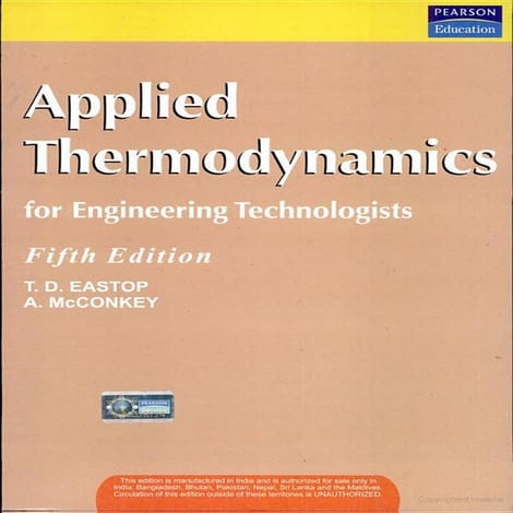 Applied thermodynamics for engineering technologists | PDF