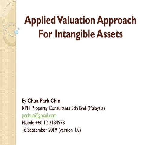 Applied valuation approach of intangible assets | PDF