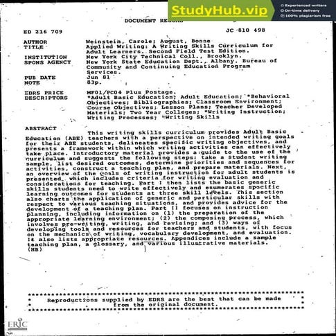 Applied Writing A Writing Skills Curriculum For Adult Learners. Second ...