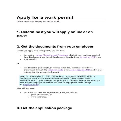 Apply for a work permit | PDF