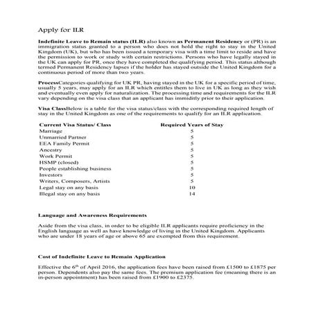 Apply for ilr | PDF | Travel