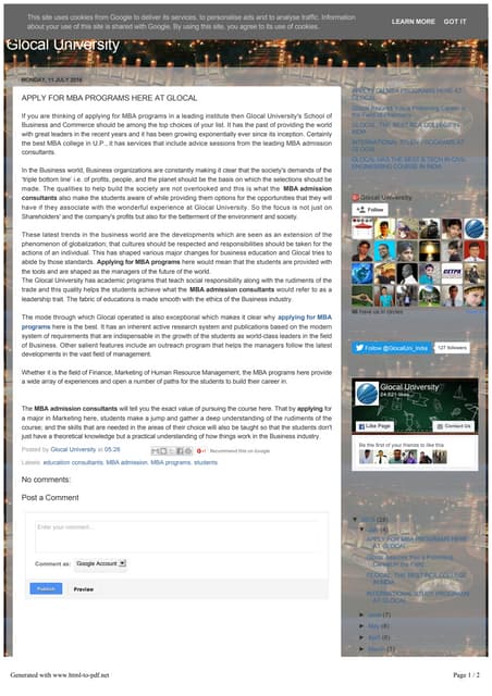 GLOCAL, A FORE-RUNNER IN MBA PROGRAMS | PDF