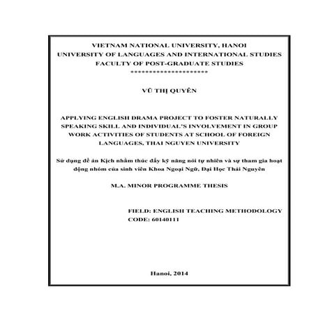 Applying english drama project to foster naturally speaking skill and ...