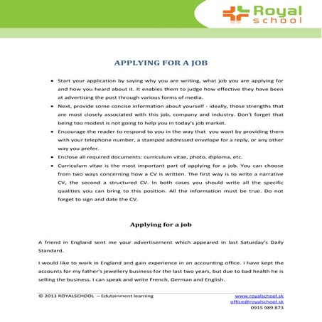 Applying for a job | PDF