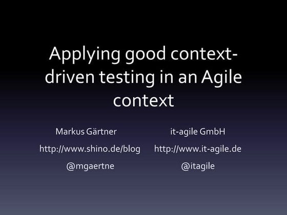 Michał Stryjak, Poznaj Context-Driven Testing | PPT Michał Stryjak, Poznaj Context-Driven Testing | PPT