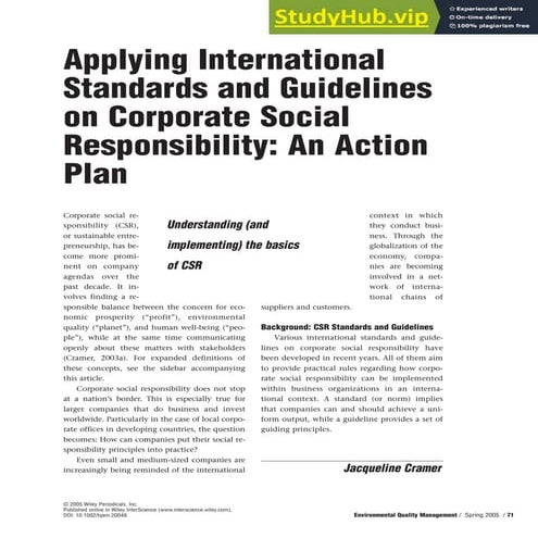 Applying International Standards And Guidelines On Corporate Social ...