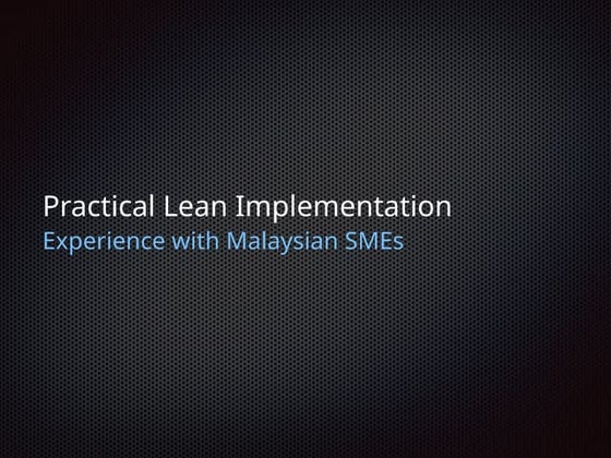 Lesson 9 - Lean Maturity Matrix | PDF