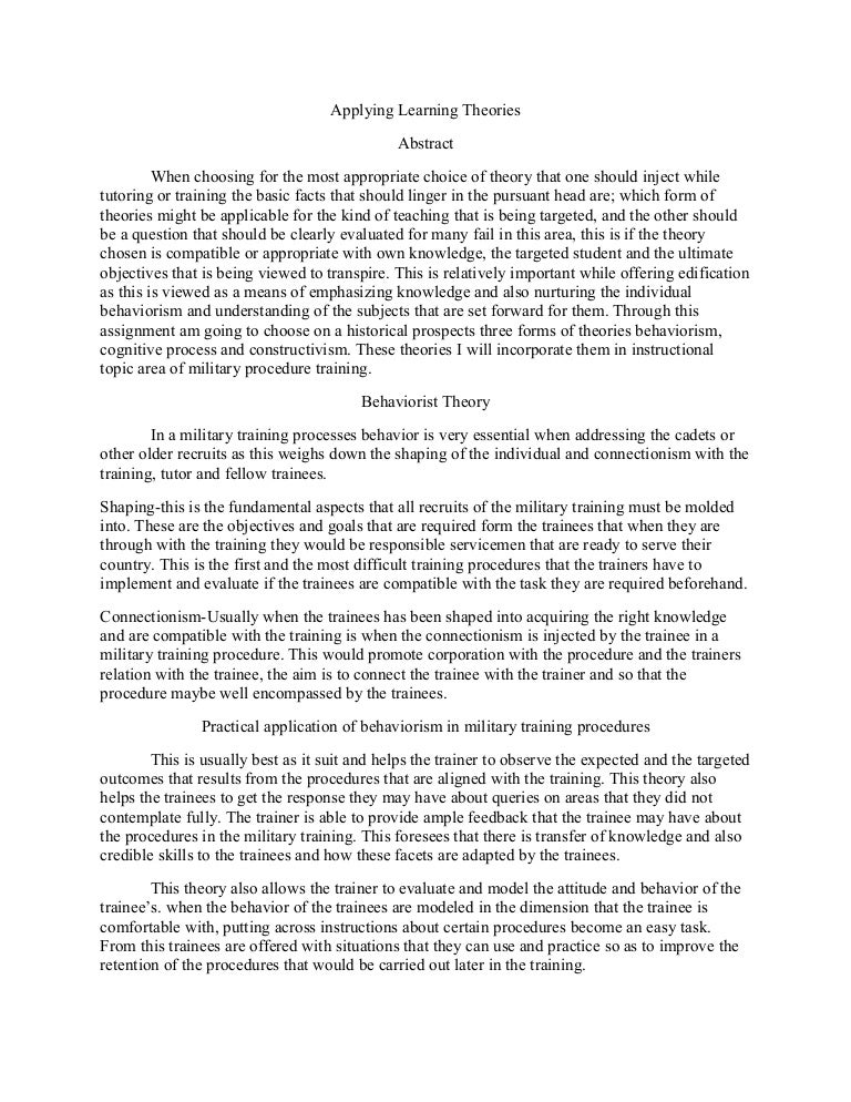 Applying learning theories