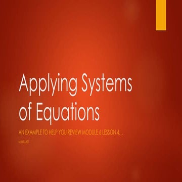 Applying systems of equations | PPTX | Physics | Science