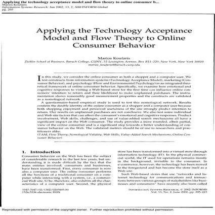 Applying the Technology Acceptance Model and Flow Theory to online ...