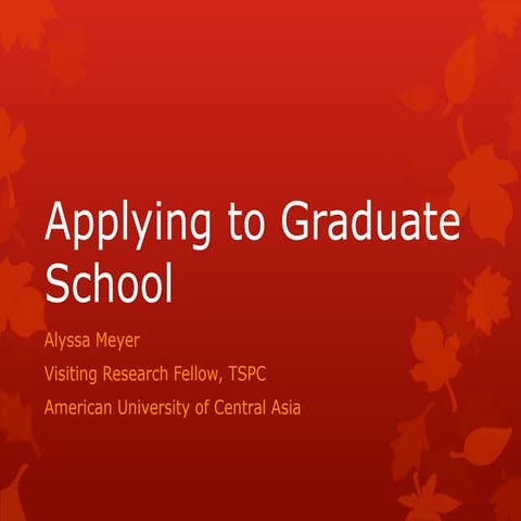 Applying to graduate school | PPT