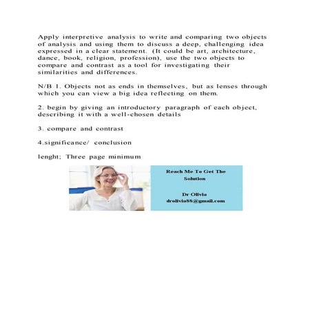 Apply interpretive analysis to write and comparing two objects of an | DOCX