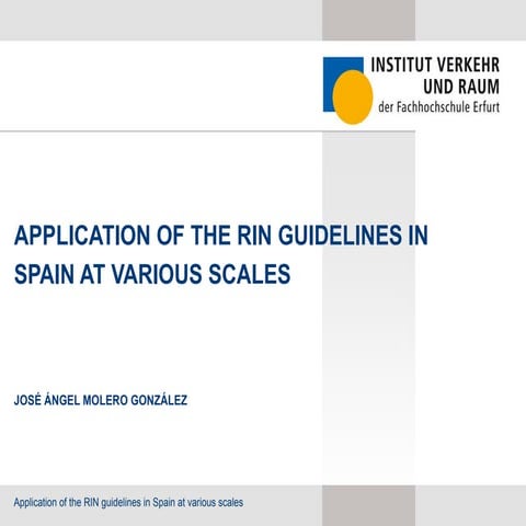 APPLICATION OF THE RIN GUIDELINES IN SPAIN AT VARIOUS SCALES | PPT