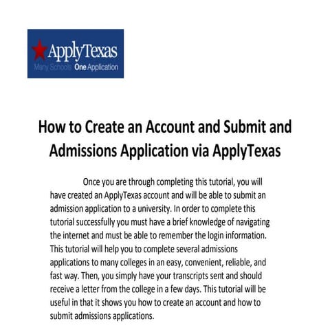 ApplyTexas Instructions | PPT